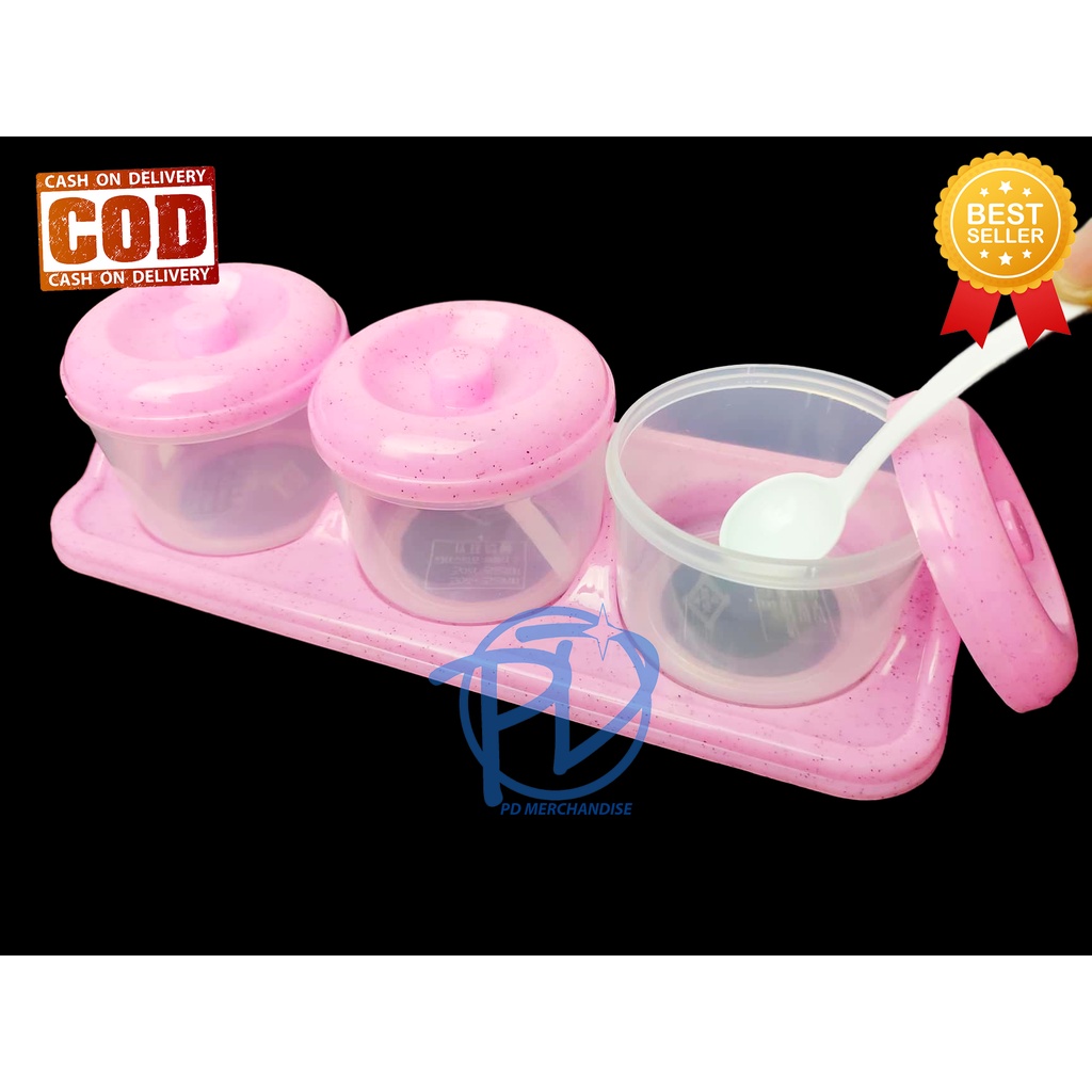 COD PD 3 in 1 Plastic Container Jar Canister Garapon Milk Coffee Powder ...