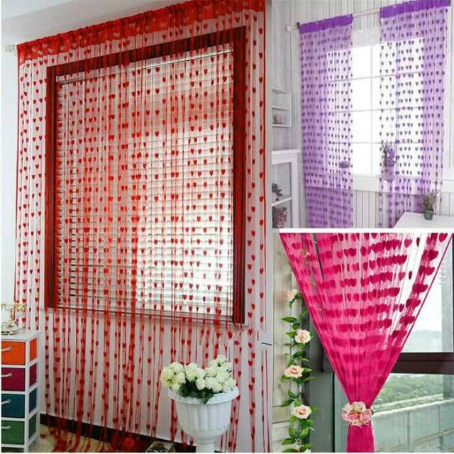 Bessyndo Curtain Yarn Motif Love Korean Style Curtain Curtains Bathroom ...
