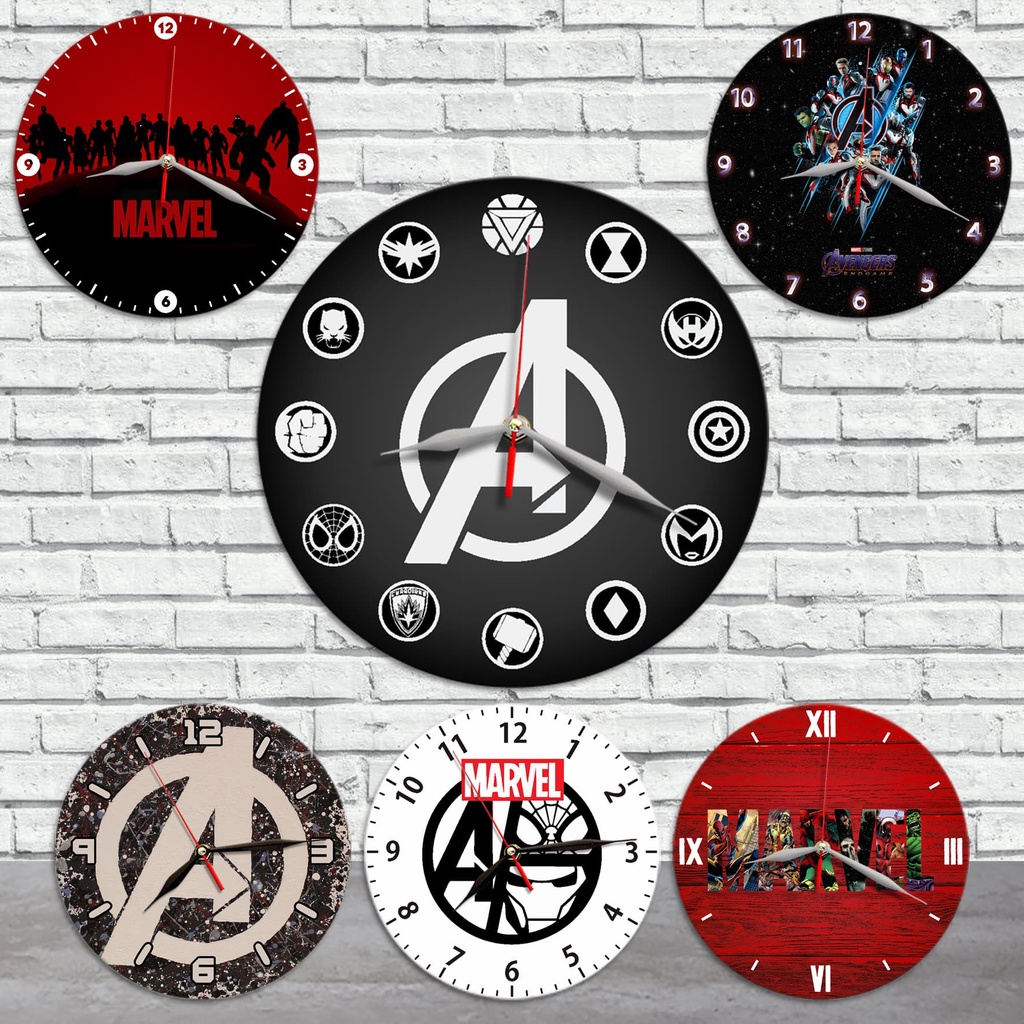 KAYU Mdf Wood Wall Clock MARVEL STUDIO COMIC AVENGERS SPIDER-MAN ...