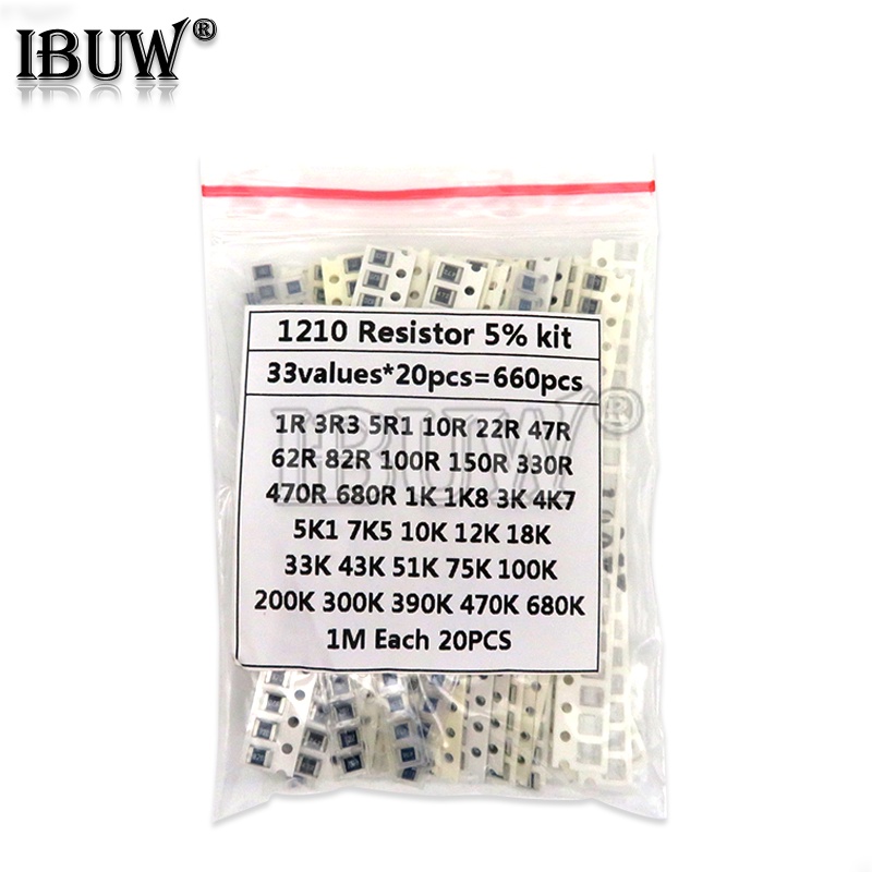 1210 SMD Resistor Kit Assorted Kit 1ohm-1M ohm hjxrhgal 5% 33valuesX ...