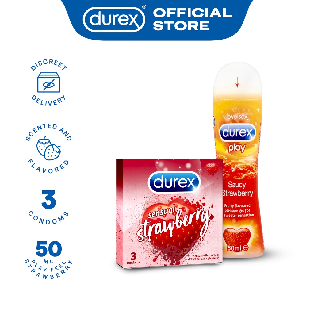 Durex Play Strawberry Lubricant 50 mL with Durex Sensual Strawberry ...