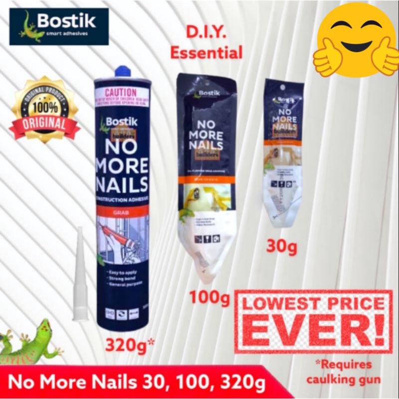 BOSTIK NO MORE NAILS (LIQUID NAIL) 30G, 100G, 320G PANDIKIT KAHOY ...