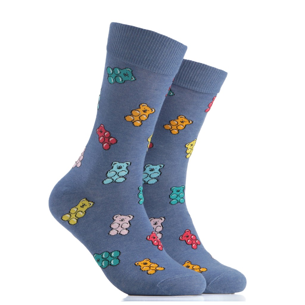 Iconic Socks Gummy Bears Pattern Blue Crew Length Mens Formal Socks ...