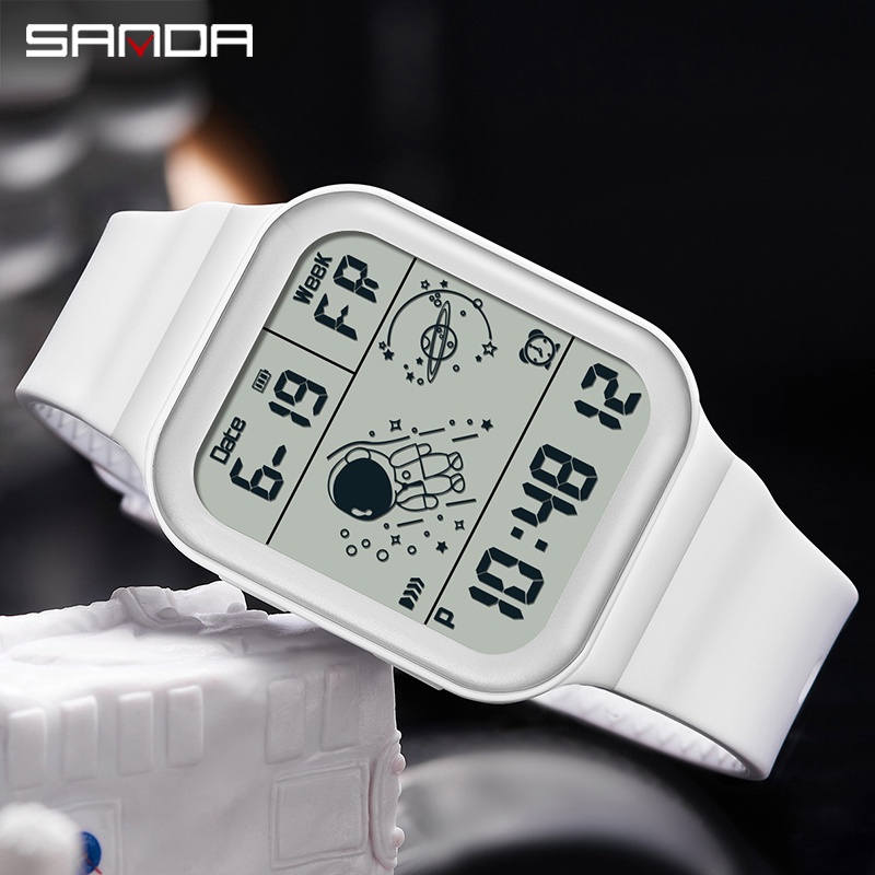 SANDA Men Watch Sports Watches Fashion Countdown Waterproof LED Digital ...