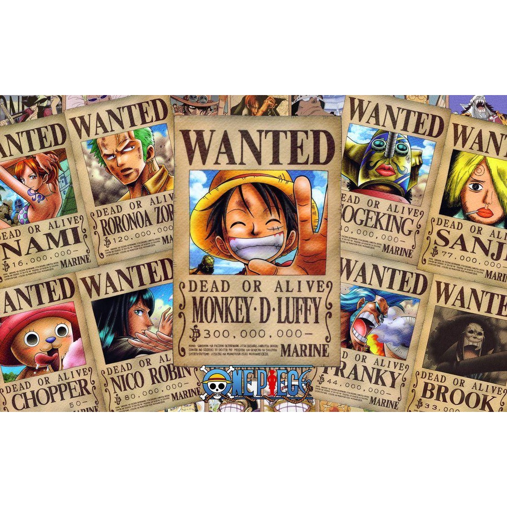 one piece pirates 10pcs RANDOM MINI WANTED POSTER STICKER 2X3in ...