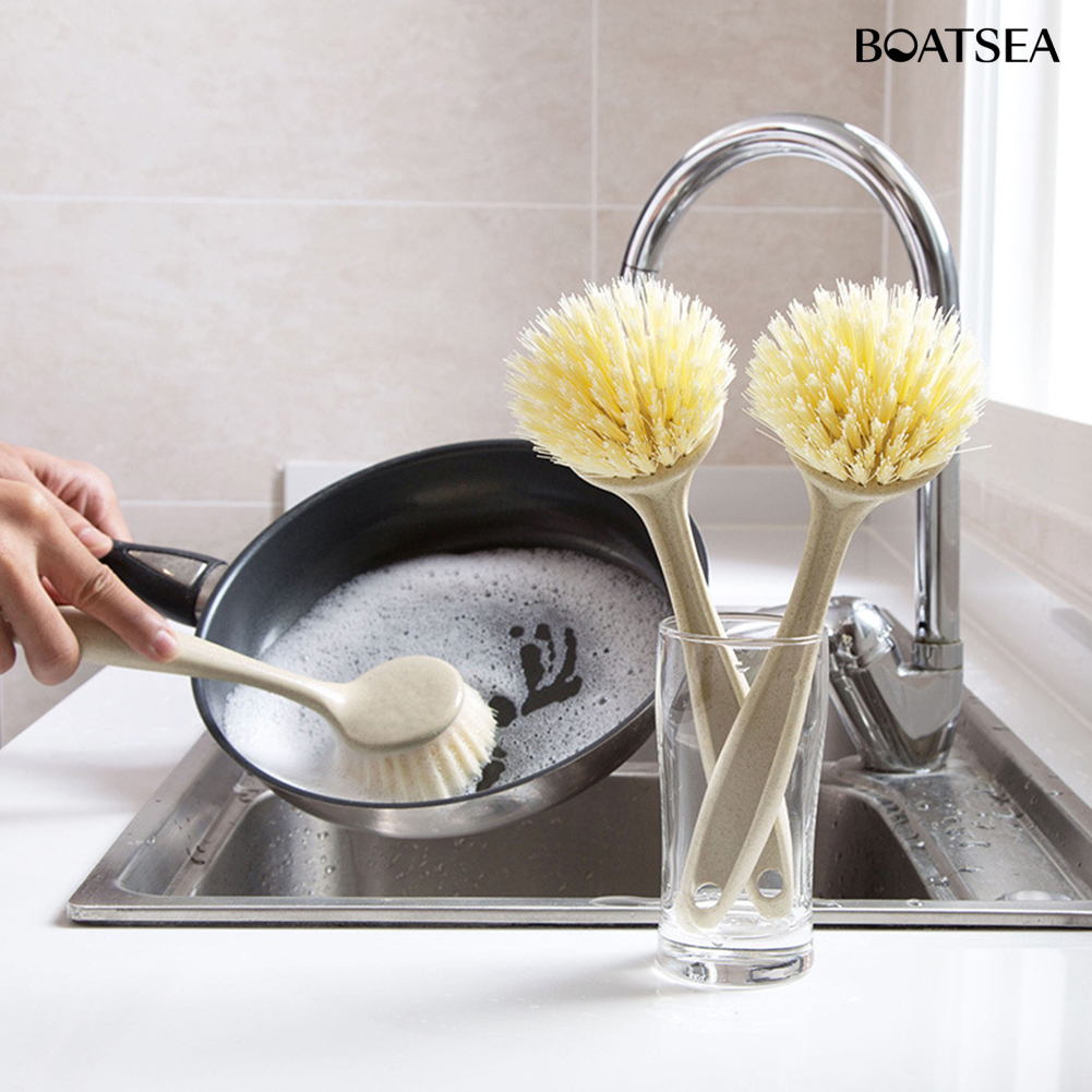 (Boatsea) Long Handle Pot Dishes Washing Brush Kitchen Sink Countertop ...