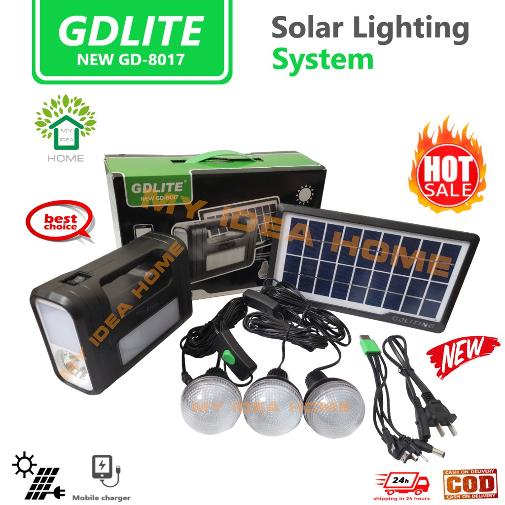 GDlite Solar Lighting System Kit GD-8017 NEW/GD-1/GD-3/GD-7/GD-8020/GD-8058/GD-8059 COD | Shopee ...