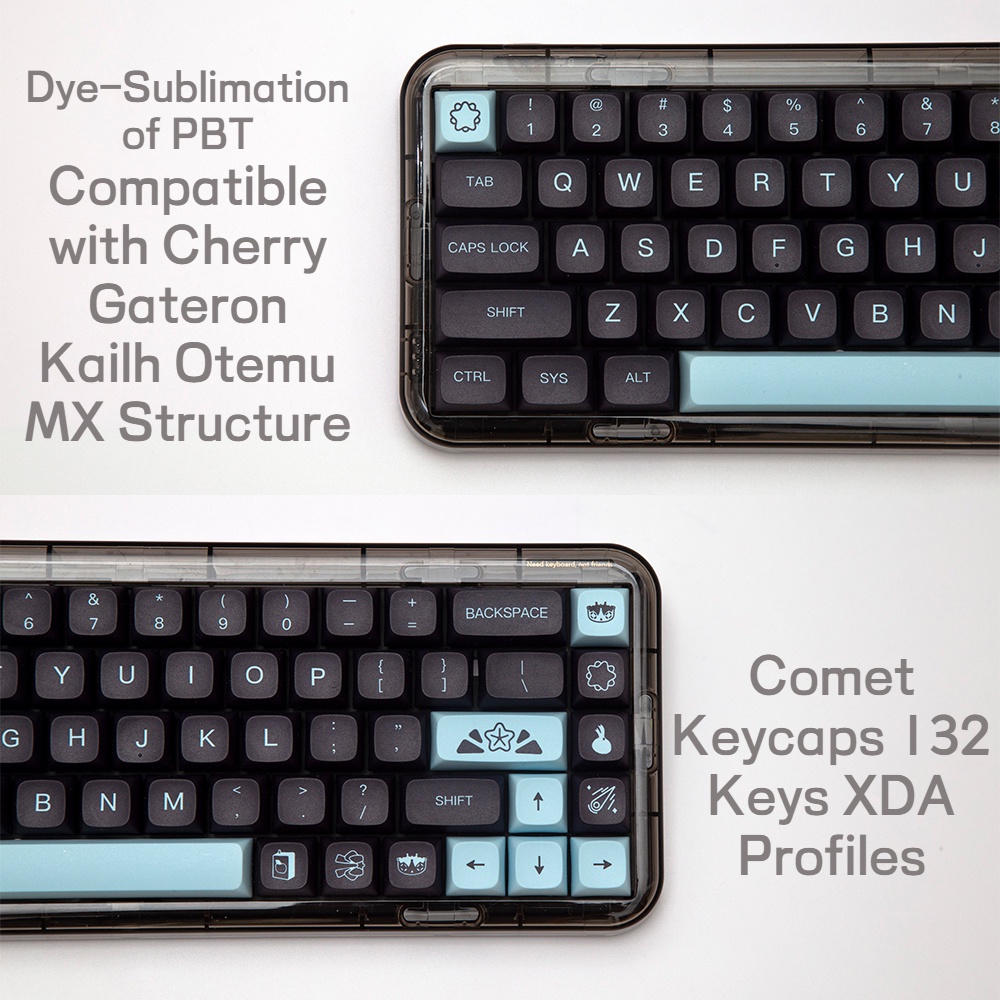 Comet Keycaps 132 Keys XDA Profiles PBT Dye-Sublimation Mechanical ...