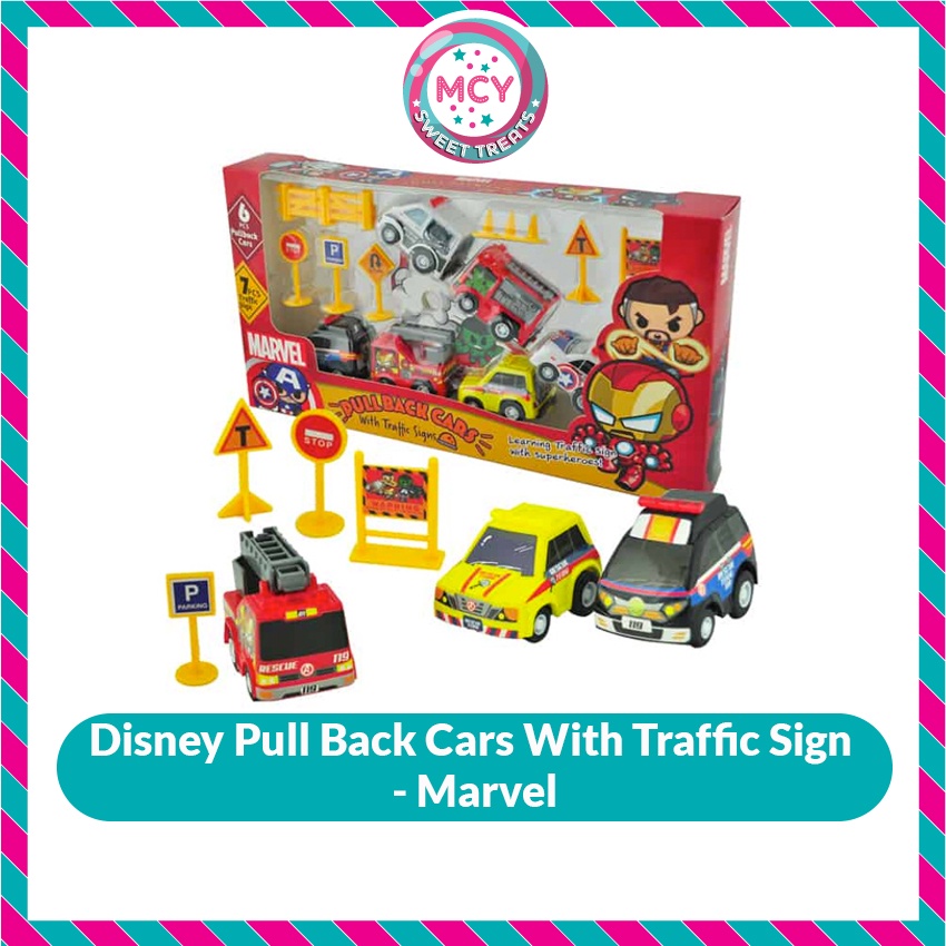 Disney Pull Back Cars With Traffic Sign - Marvel | Shopee Philippines