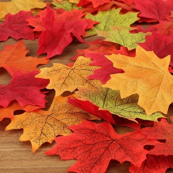 100Pcs Fall Silk Leaves Wedding Favor Maple Leaf Autumn 6 Colors ...