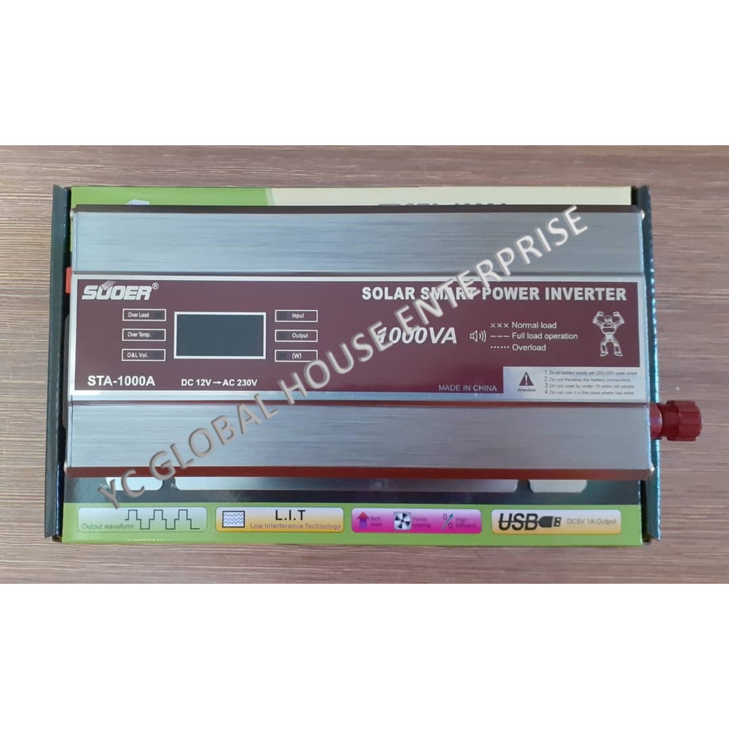 SUOER STA HAA HBA Modified Sine Wave Solar Inverter 12Vdc/24Vdc to 230Vac 1KW - 3KW | Shopee ...