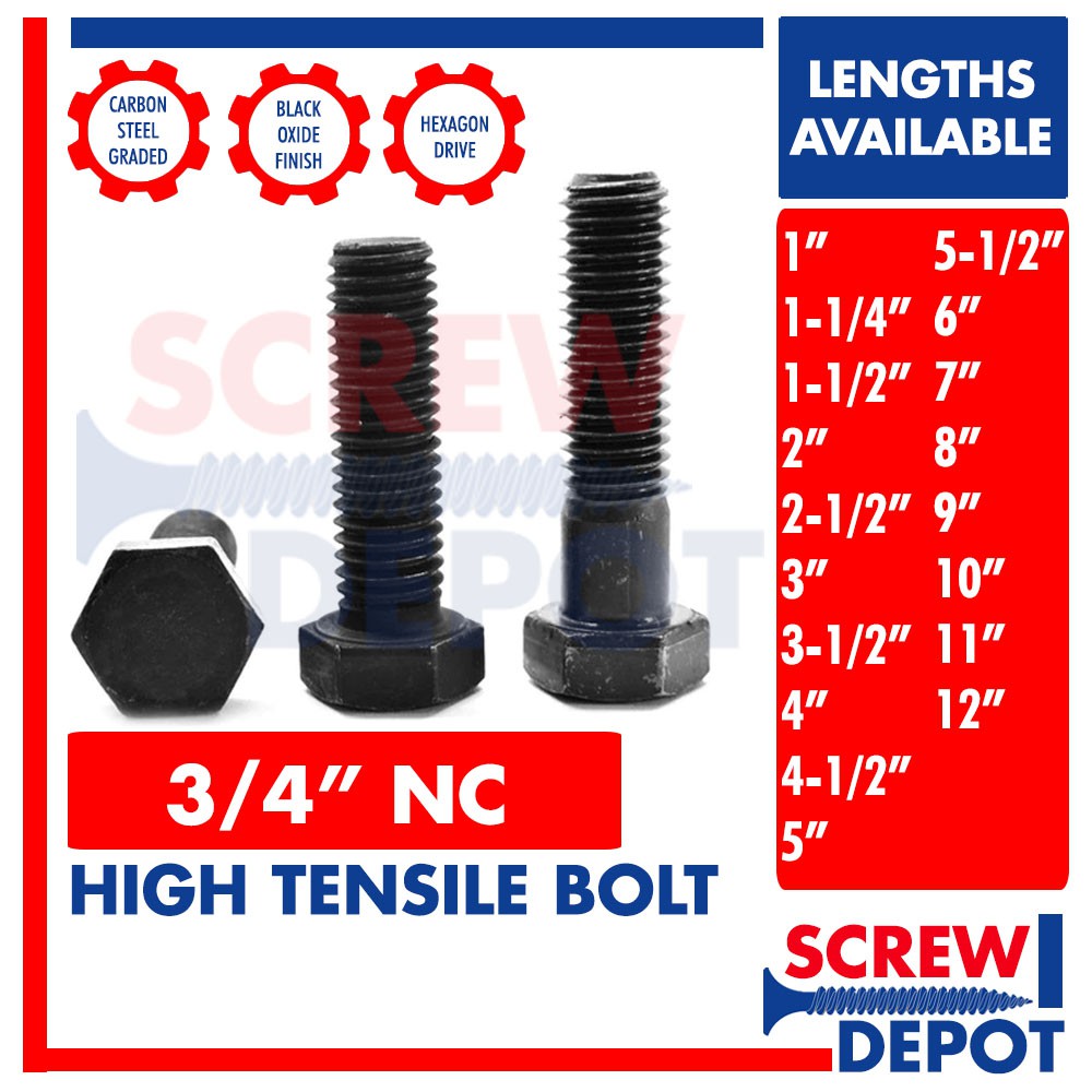 5 PCS 3/4 inches HT Hex Bolt or High Tensile Hexagonal Bolt or Graded ...