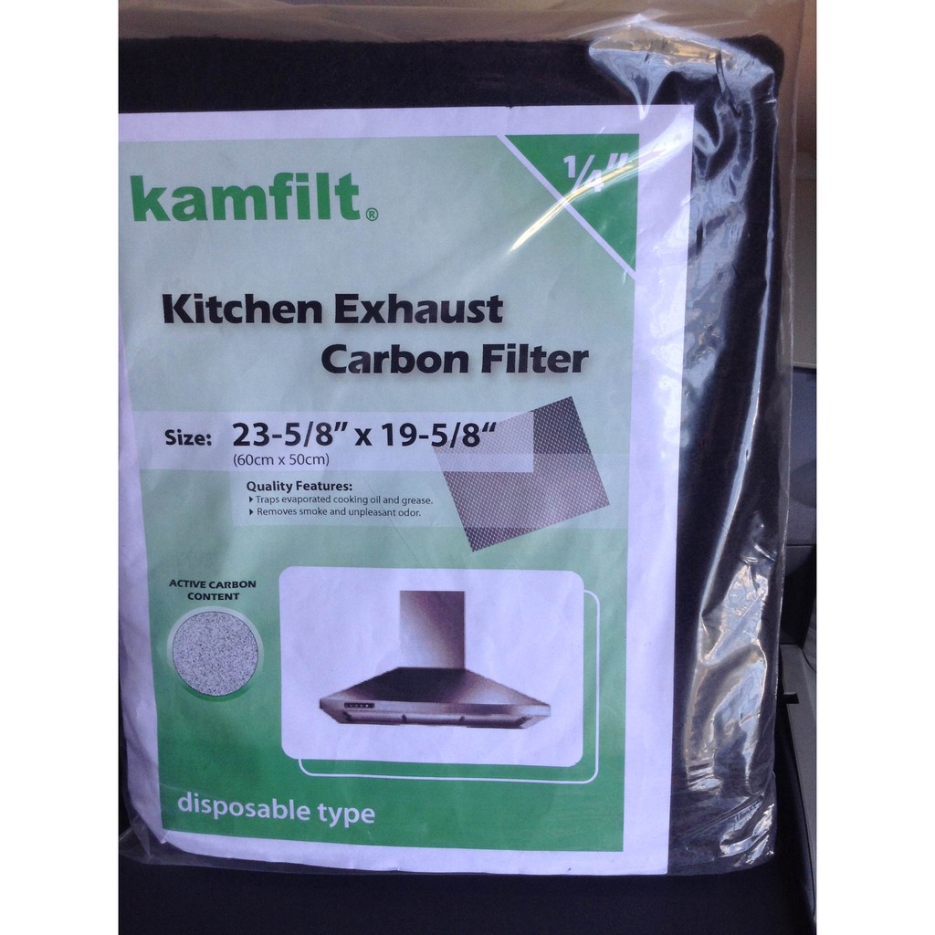 Kamfilt Kitchen Grease Filter with Activated Carbon Filter (60cmx50cm ...
