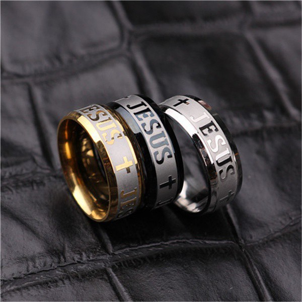 Jesus Cross Stainless Steel Rings Jewelry Prayer Padre Nuestro Bible ...