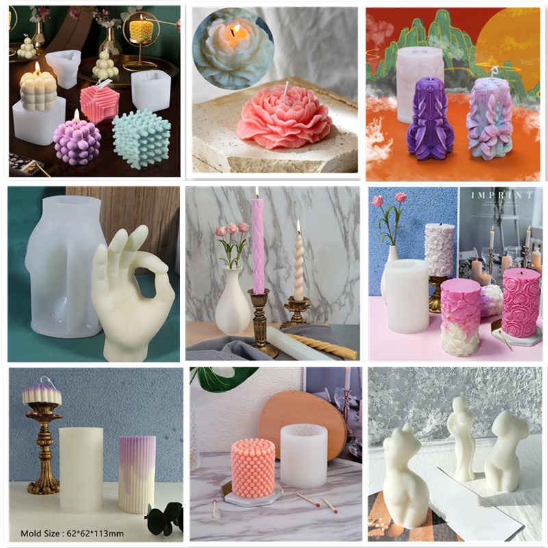 3D Silicone Candle Moulds Hand-made Soy Shaped Aromatherapy Plaster ...