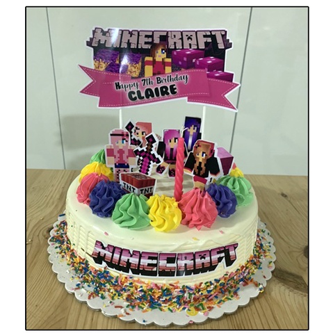 Minecraft Theme Cake Topper Set Girl Version | Shopee Philippines