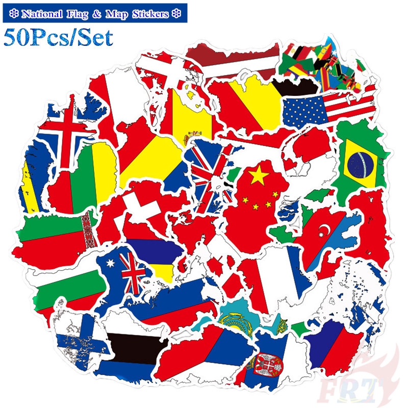National Flag & Map Series 02 Stickers 50Pcs/Set DIY Fashion Mixed ...