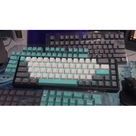 Cyan gray white Keycap,68 Key PBT keycaps Specials event Keycaps ...