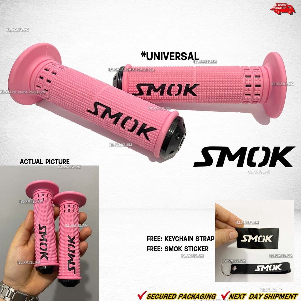 SM0K Handle grip with Black bar end PINK rubber universal AER0X NMAXPCX ...