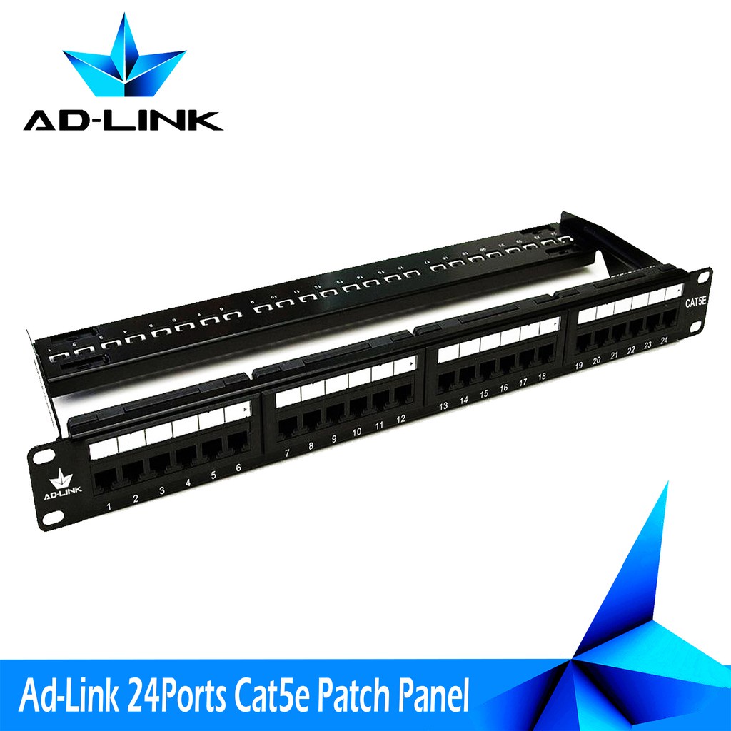 Ad-Link CAT5E 24-Port Patch Panel Fully Loaded 19" 1U (AD-PP05-24 ...