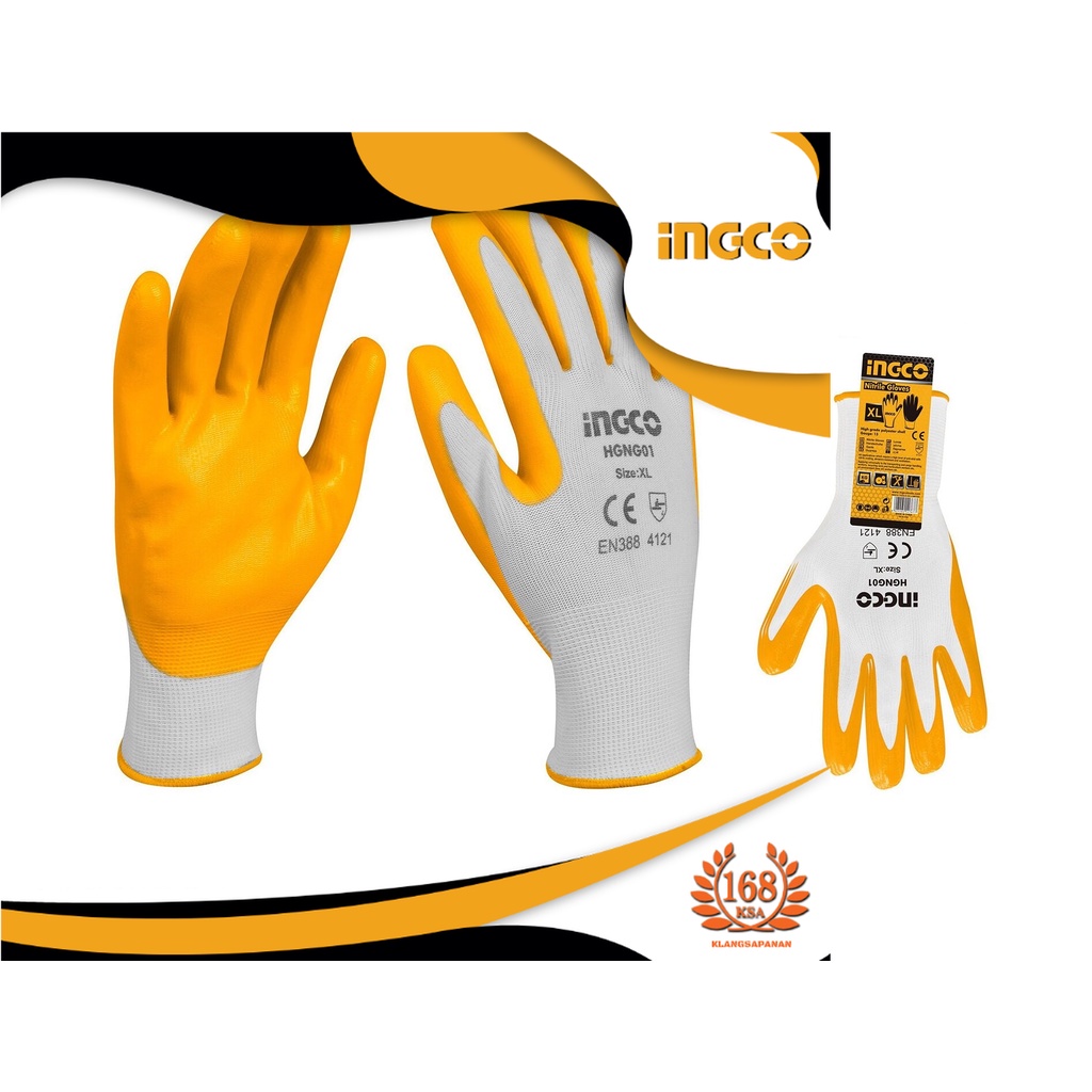 INGCO Model HGNG01 Nitrile Rubber Coated Gloves | Shopee Philippines