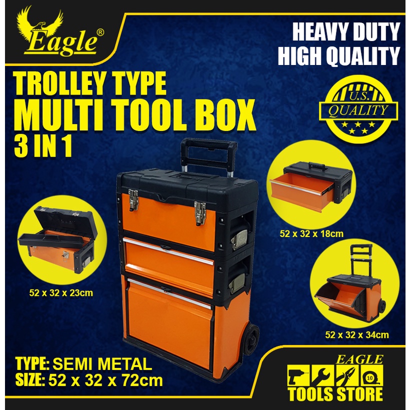 Trolley Type Multi Tool Box 3 in 1 Semi Metal Eagle Professional Tools ...