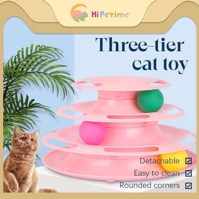 Cat three-layer turntable toy educational interactive toy three colors ...