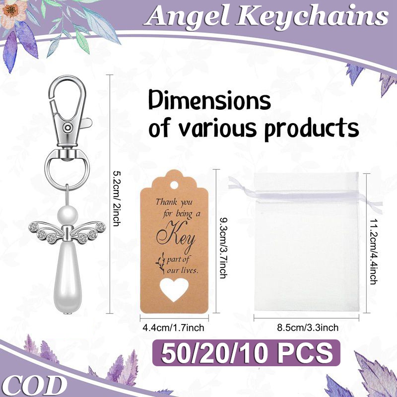 50/20/10Pcs Angel Keychains Thank You Gift Wedding Favors Guardian ...
