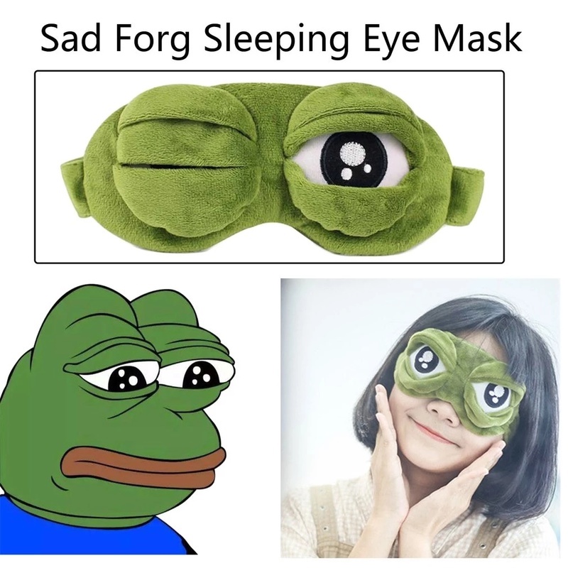 3D Elastic Green Sad Frogs Eye Mask Elastic Bandage Sleeping Mask ...
