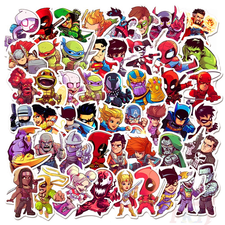 Marvel & DC - Series 02 Superhero Stickers 50Pcs/Set Super Hero ...