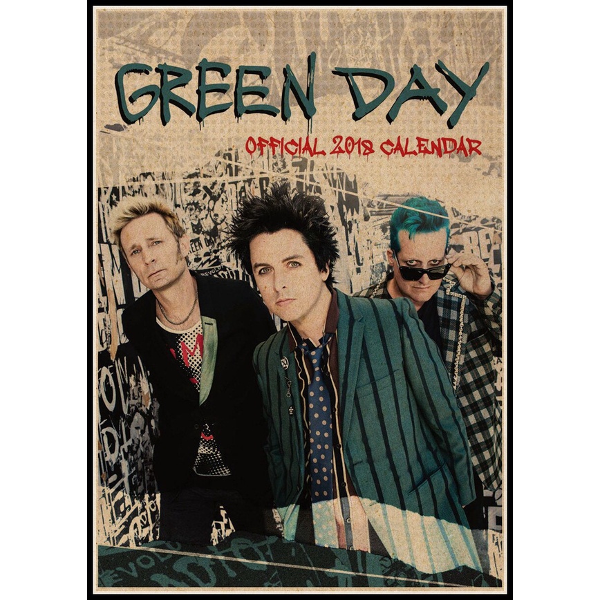 Vintage Poster Green Day Rock Band Retro Poster Music Guitar Matte ...