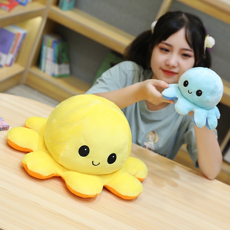 Reversible Flip Stuffed Octopus Plush Doll Soft Simulation Reversible ...