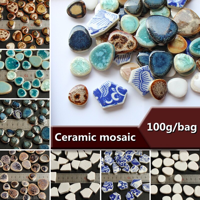 100g Ceramic Mosaic Fragments Blue and White Porcelain Pieces Crafts ...