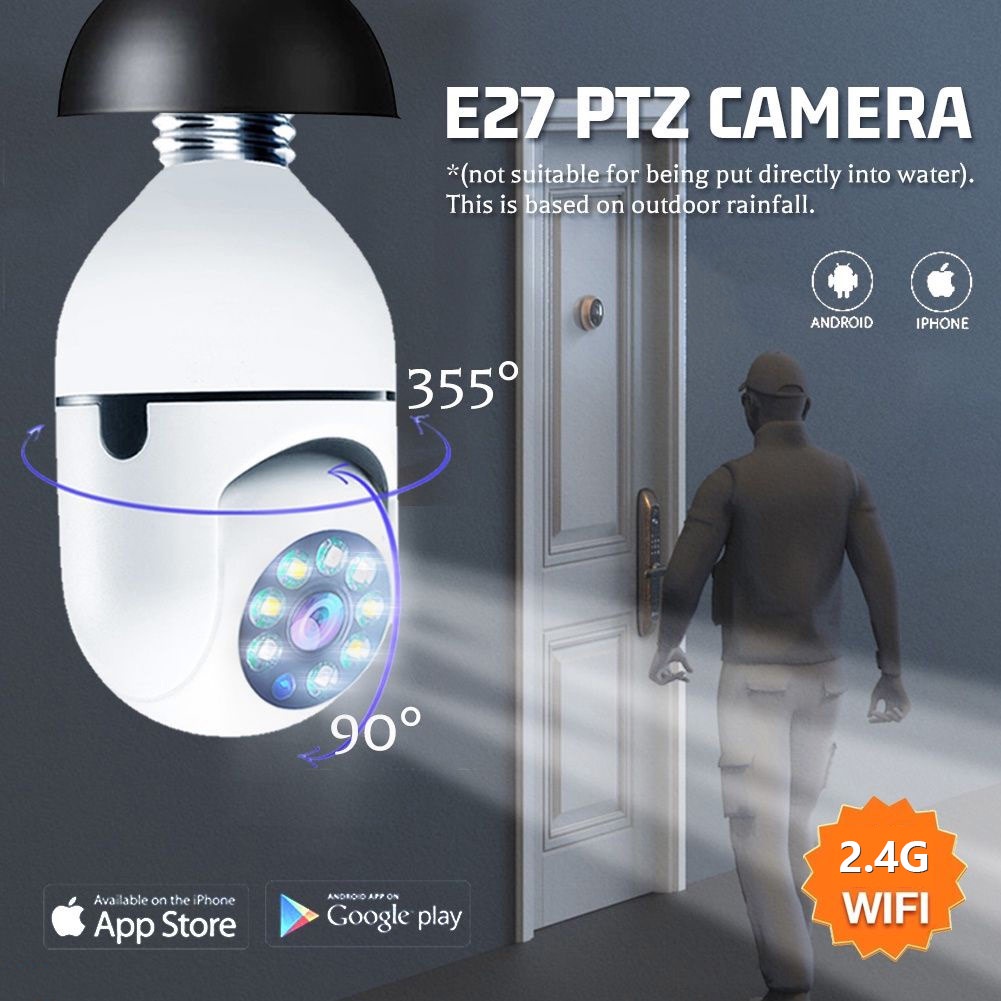 HOME 1080P E27 PTZ Camera Smart Life E27 Bulb Lamp IP Camera WiFi ...