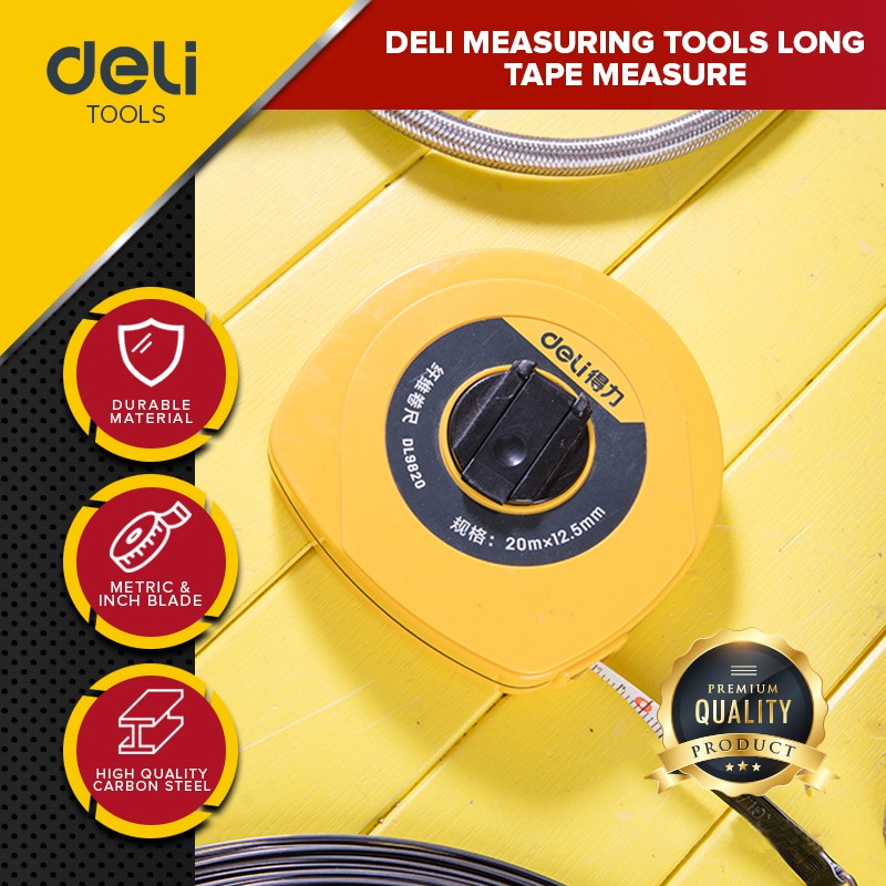 Deli Measuring Tools Long Tape Measure DL9820/DL9830/DL9850 | Shopee ...