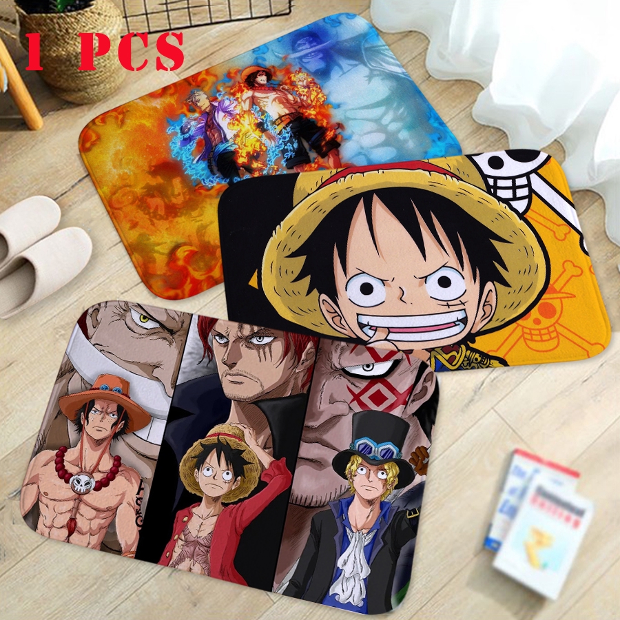 [H&L] One Piece Luffy Anime Print Floor Carpet Flannel Mat Rugs Soft ...