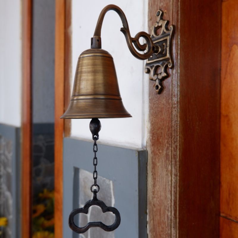 House doorbell, antique brass bell with large stem motif | Shopee ...