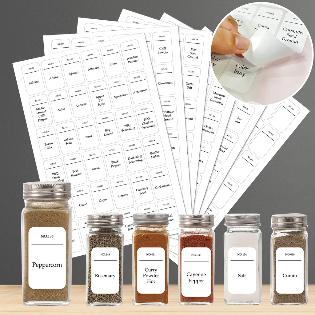 216pcs Spice Jar Labels Waterproof & Oilproof Kitchen Storage Tank ...