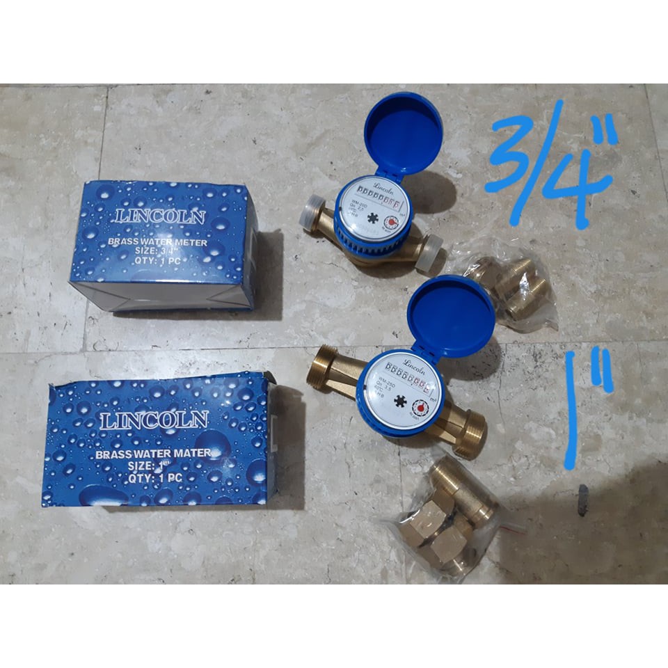Lincoln Heavy Duty Water Meter 3/4 1 inch Brass Type Water Submeter / Sub meter Anti Magnetic ...