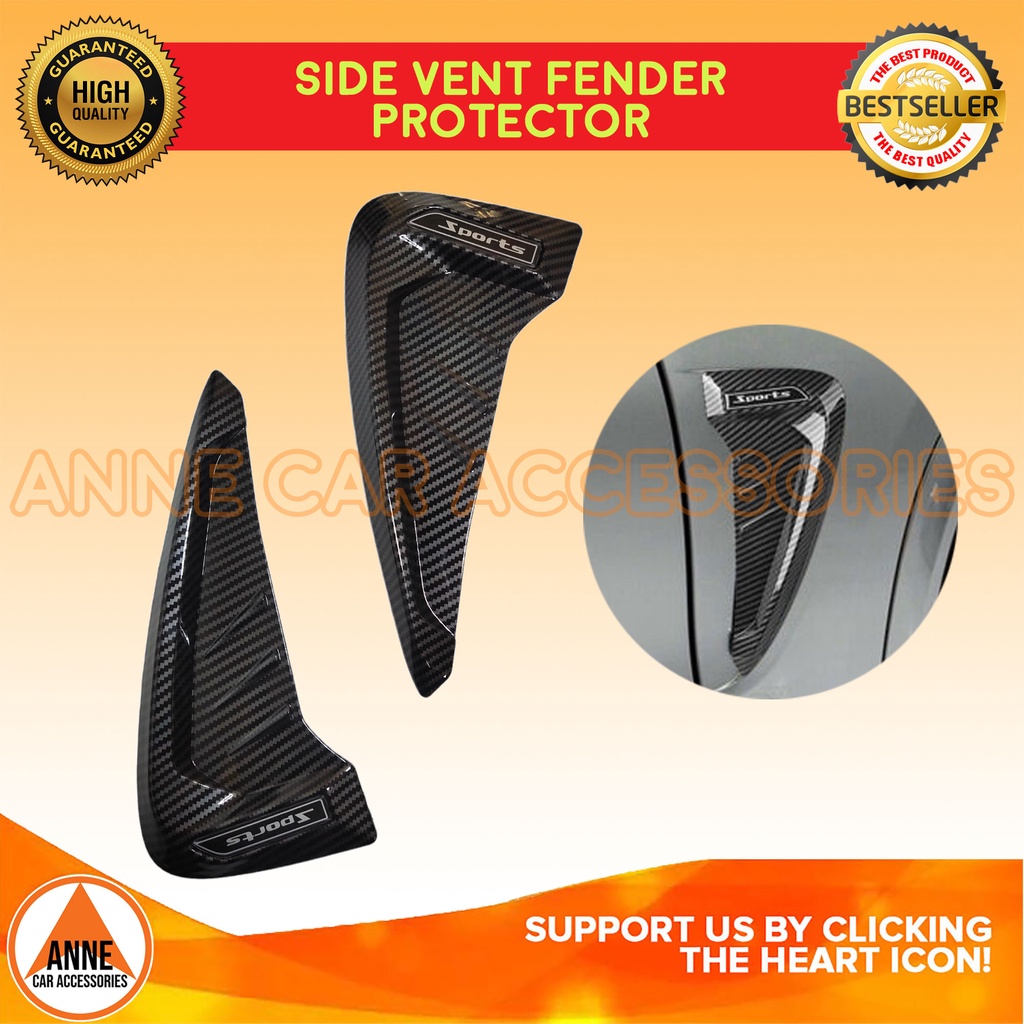 Universal Black Carbon Fiber Look Shark Gills Car Body Side Fender Vent ...