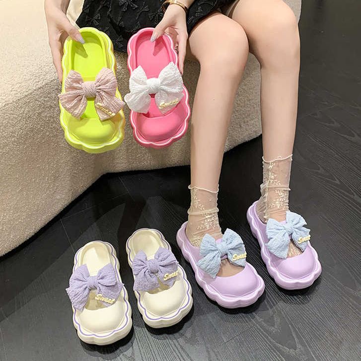 COD Ready stock Red bow sandals for women Korean Christmas Fashion Non ...