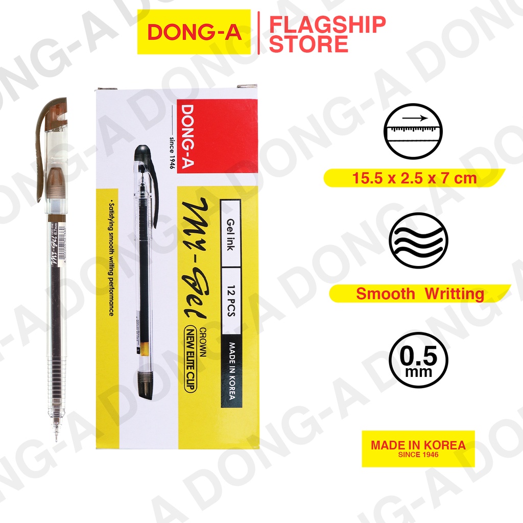 Dong-A My Gel Pen 0.5mm 12pcs/Box BLACK BROWN 111122BX | Shopee Philippines