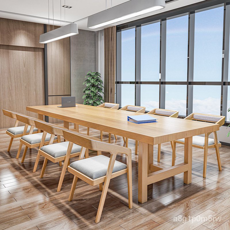 Large Solid Wood Conference Table Simple Staff Training Table Long ...