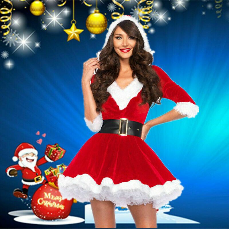 Girls Santa Women's Claus Christmas Costume Cosplay Lady Xmas Fancy ...