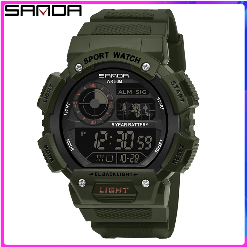 SANDA Fashion Watch Army Green Men's Watch Casual Style | Shopee ...