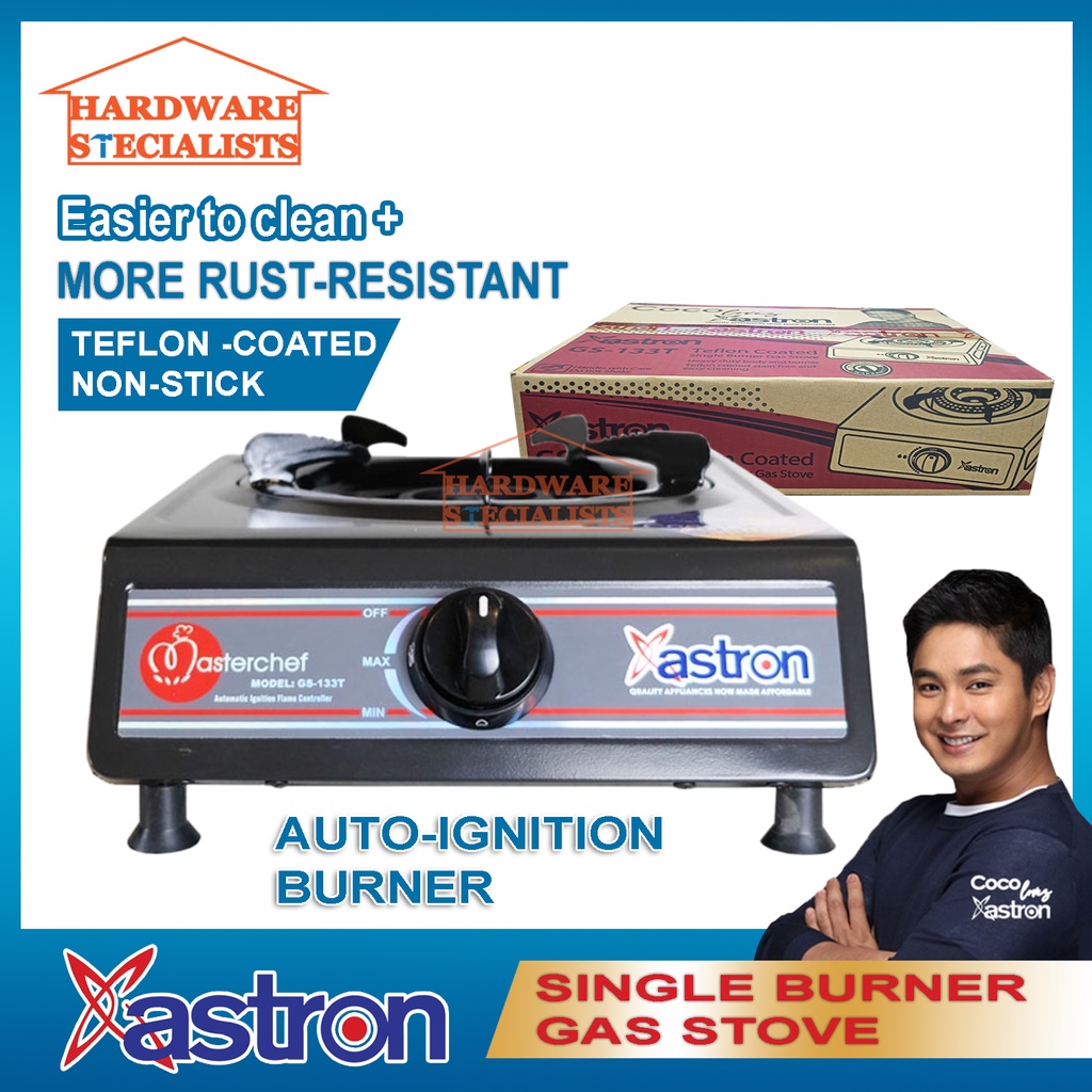Astron Single Burner Gas Stove Teflon-Coated Non-stick GS-133T Original ...
