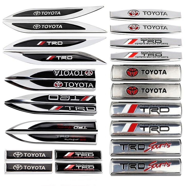 2pcs TRD Sport Metal Car Side Sticker Rear Emblem Badge Decal for ...