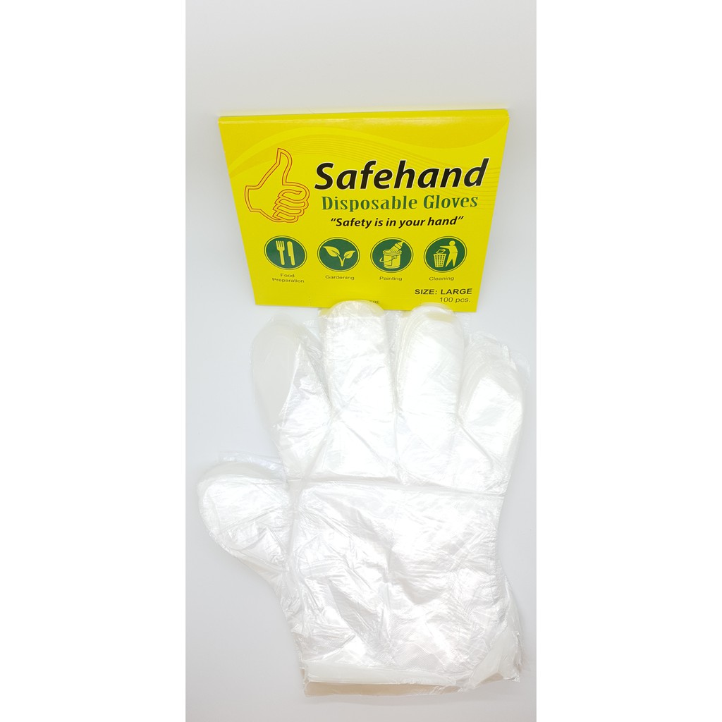Safehand Disposable Plastic Gloves Large - 100pcs | Shopee Philippines