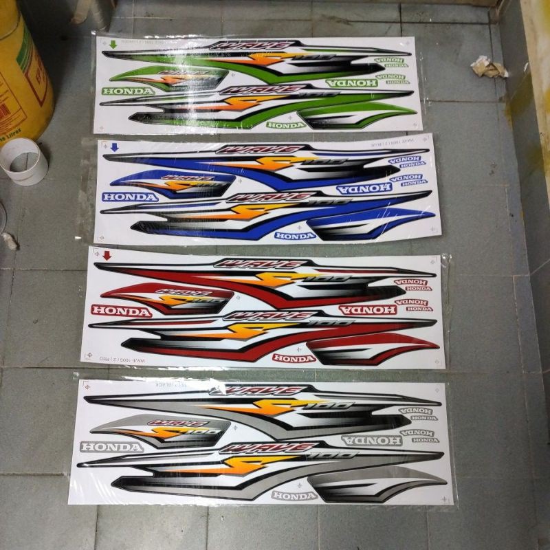 Sticker body cover set (2) honda wave100s wave 100r wave100r wave 100s ...