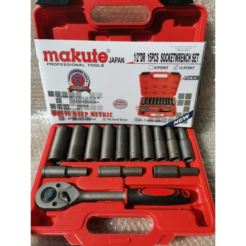 15pcs deep socket set 1/2 drive (8mm-24mm) | Shopee Philippines